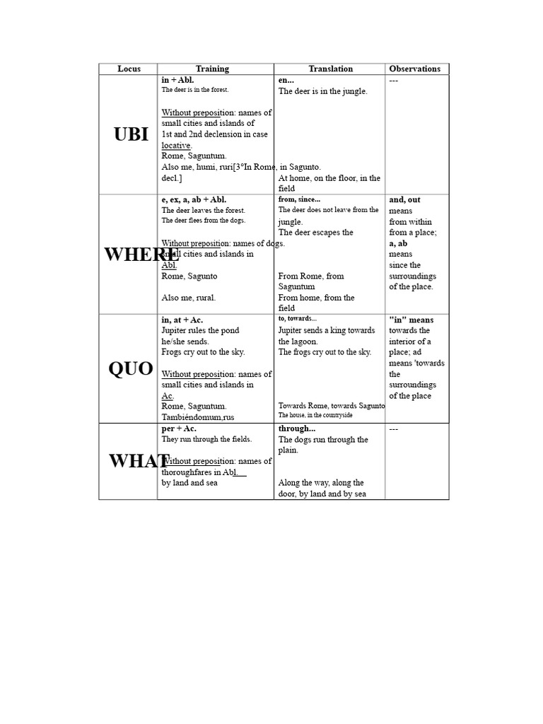 Latin Grammar: Prepositions and Cases | PDF | Morphology | Grammar