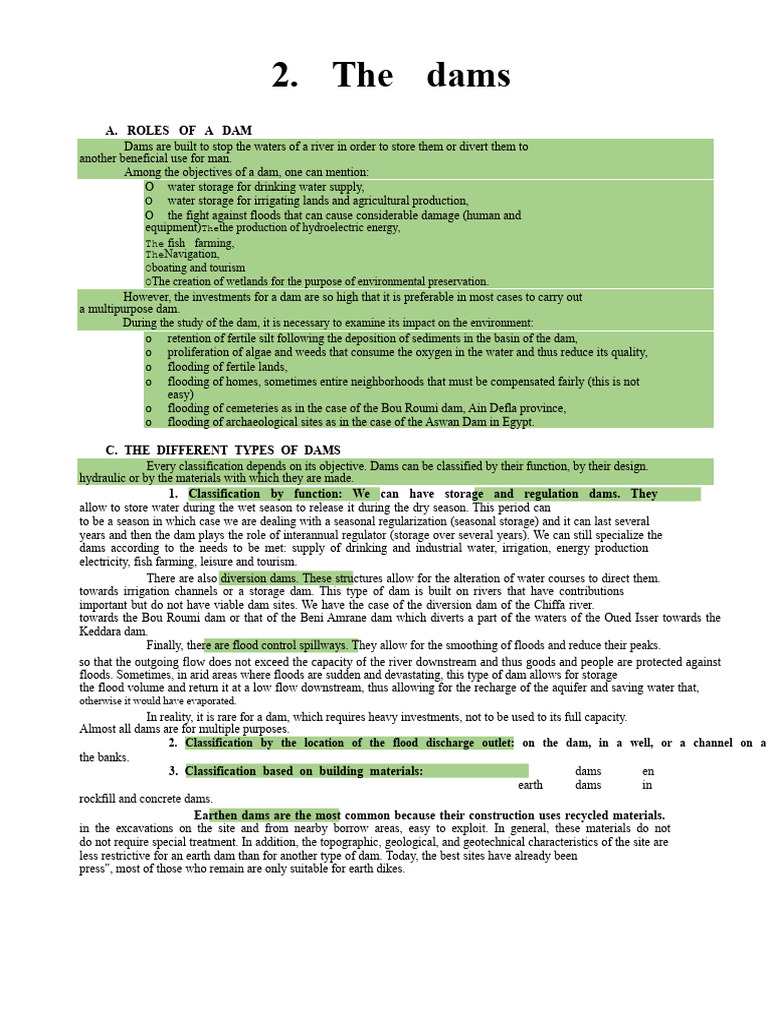 Course HRM - 1617 - Chapter 2 The Dams | PDF | Dam | Flood