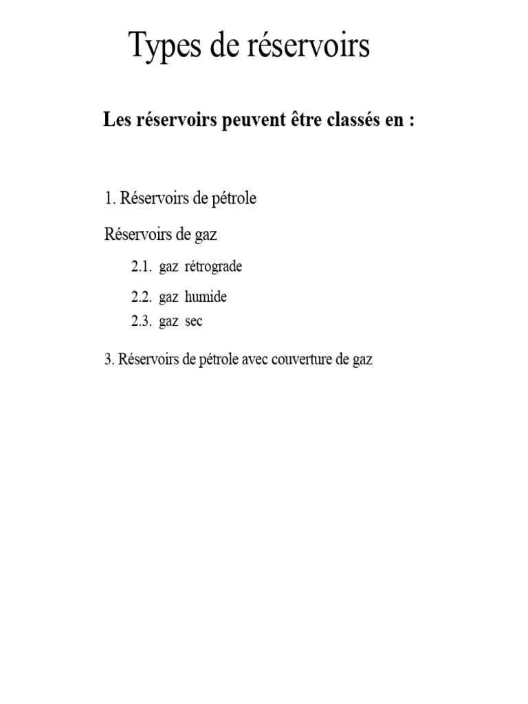 Classification des réservoirs pétroliers | PDF | Gaz | Pétrole