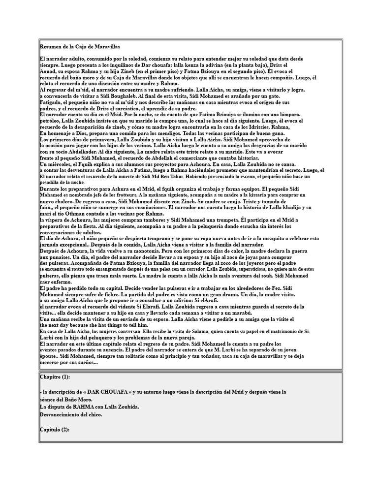 Resumen de La Caja de Maravillas | PDF