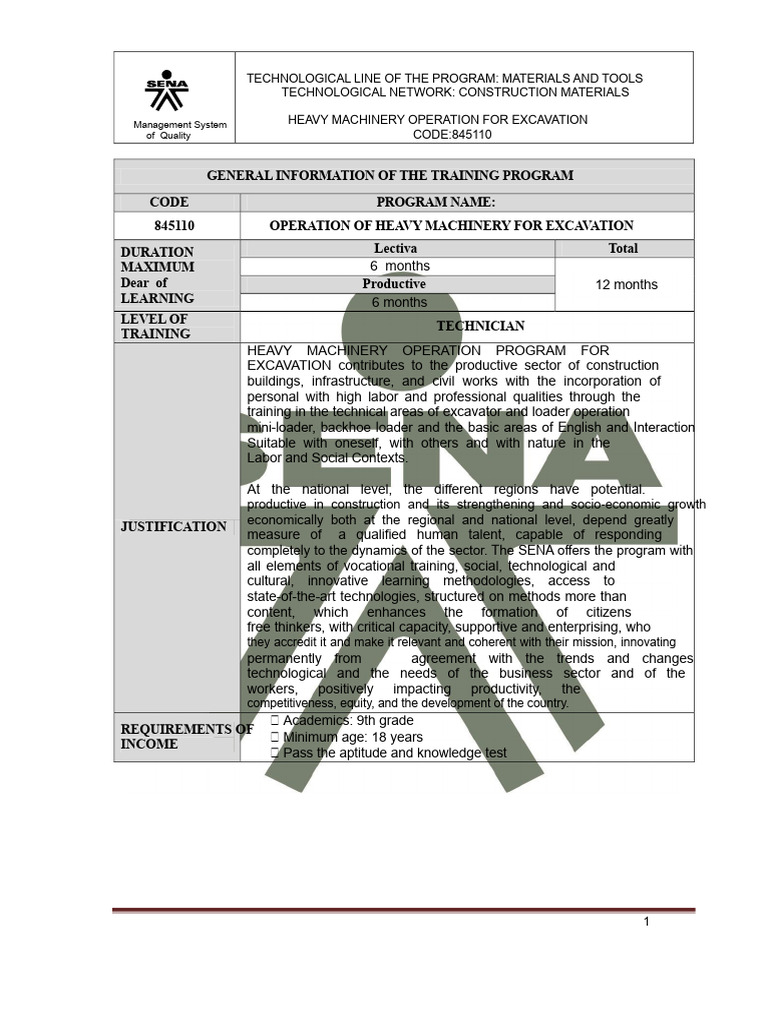 Heavy Machinery Operation Training Program | PDF | Machines | Learning