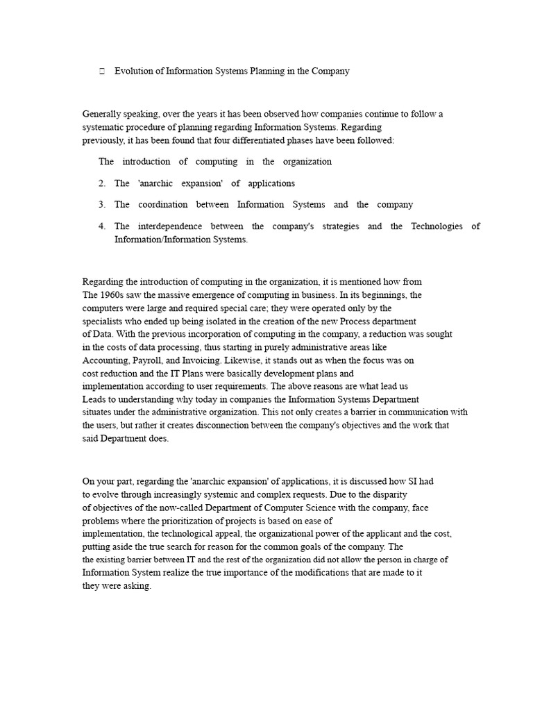 Information Systems Planning Evolution | PDF | Strategic Management ...