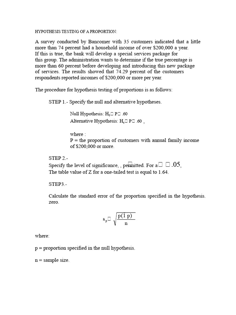 Hypothesis Test of A Proportion | PDF | Hypothesis | Statistical ...