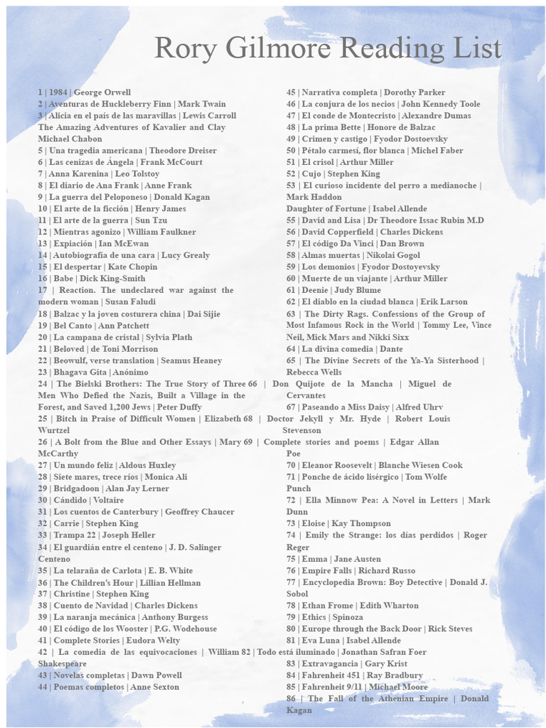 Rory Gilmore's Essential Reading List | PDF
