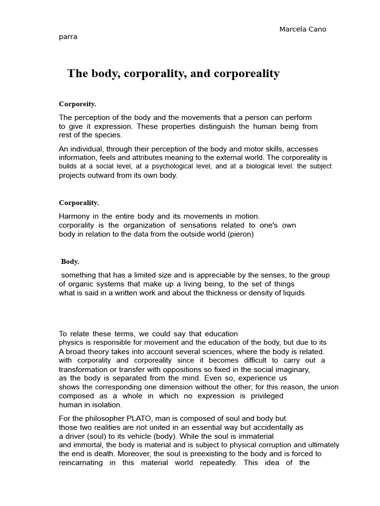 Understanding Corporality and Movement | PDF | Soul | Perception