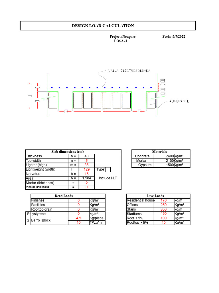 Design Load Calculation for Ribbed Slab | PDF | Structural Load | Roof
