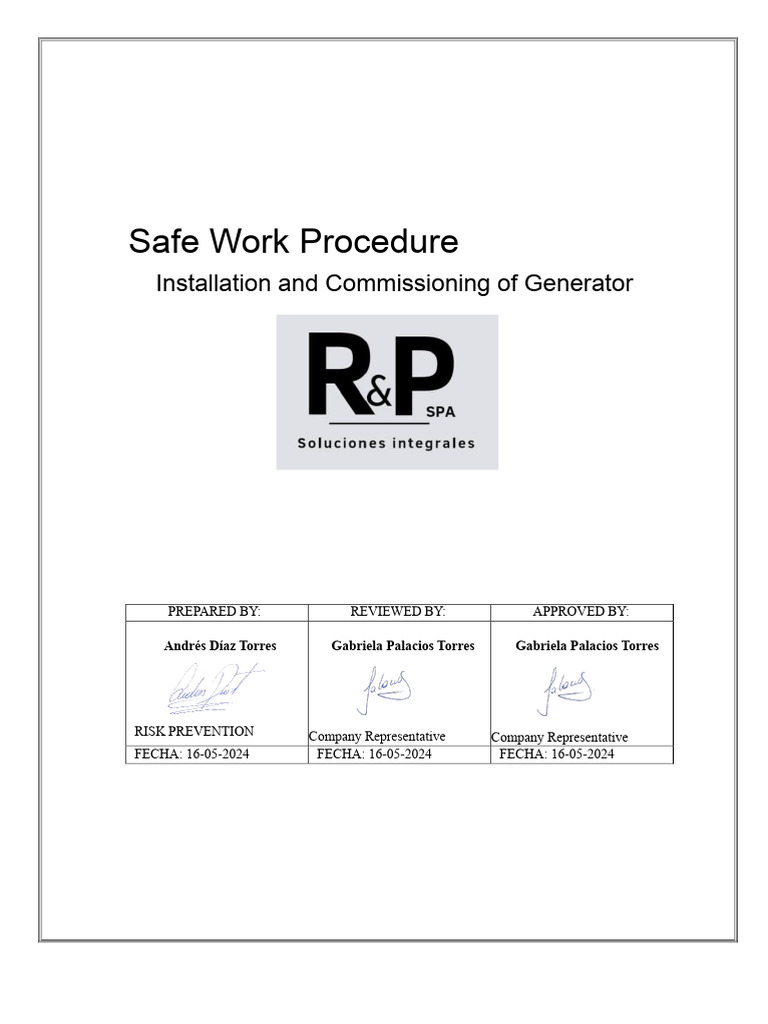 Generator Installation Safety Procedure | PDF | Regulatory Compliance ...