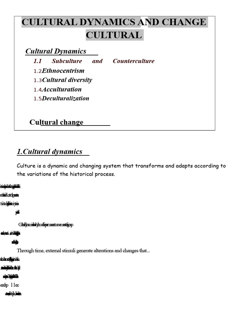 Cultural Dynamics and Cultural Change | PDF | Value (Ethics) | Social ...
