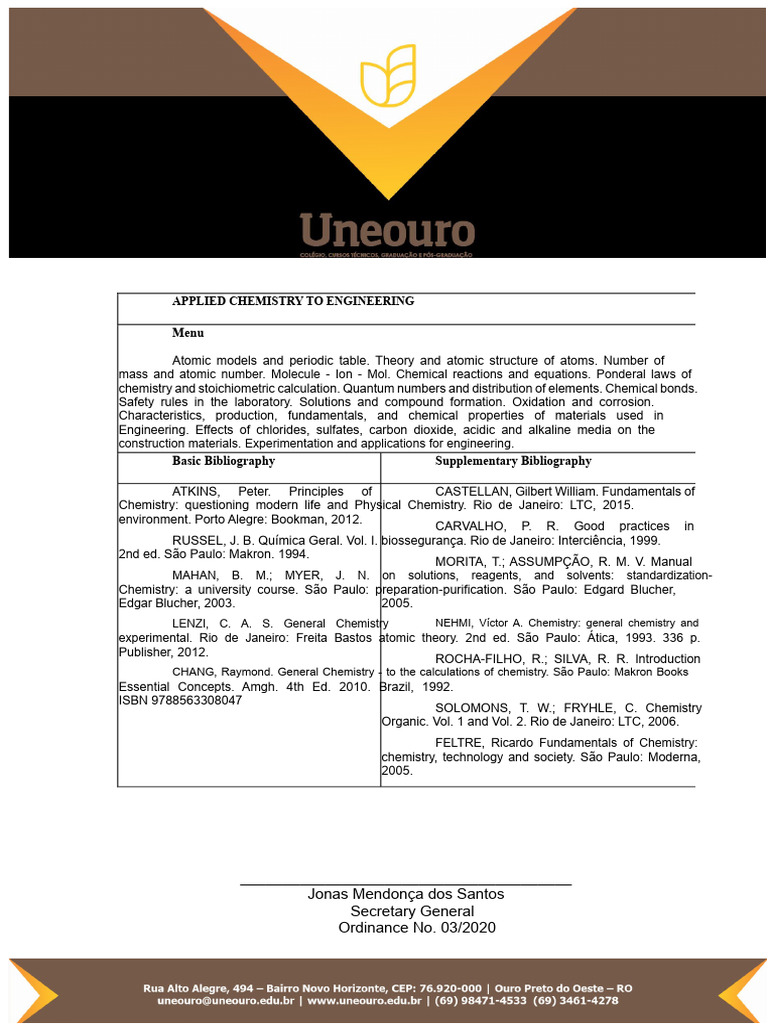 Chemistry Applied To Engineering | PDF | Chemistry | Chemical Reactions