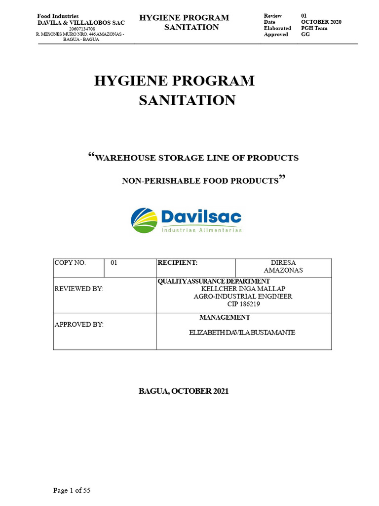 PHS For Storage of Non-Perishable Products | PDF | Hygiene | Disinfectant