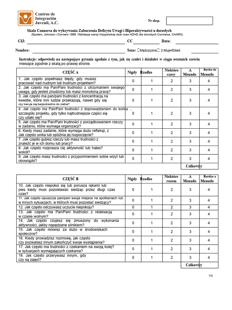 Skala Connersa | PDF