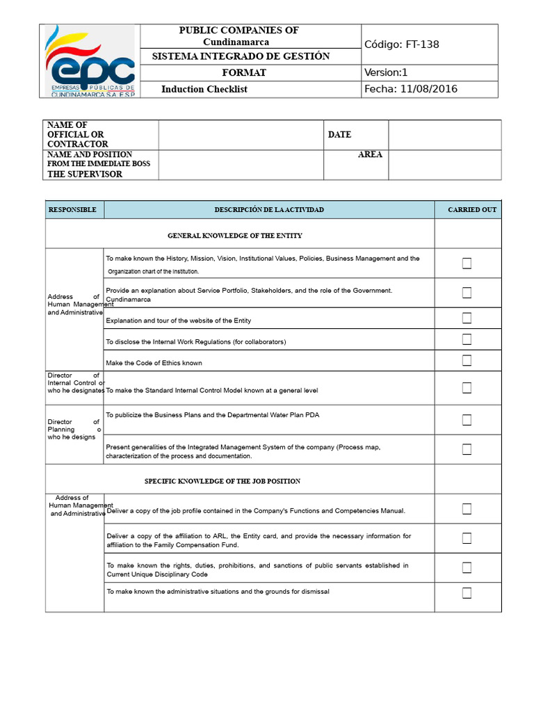 Complete Induction Process Checklist | PDF | Business