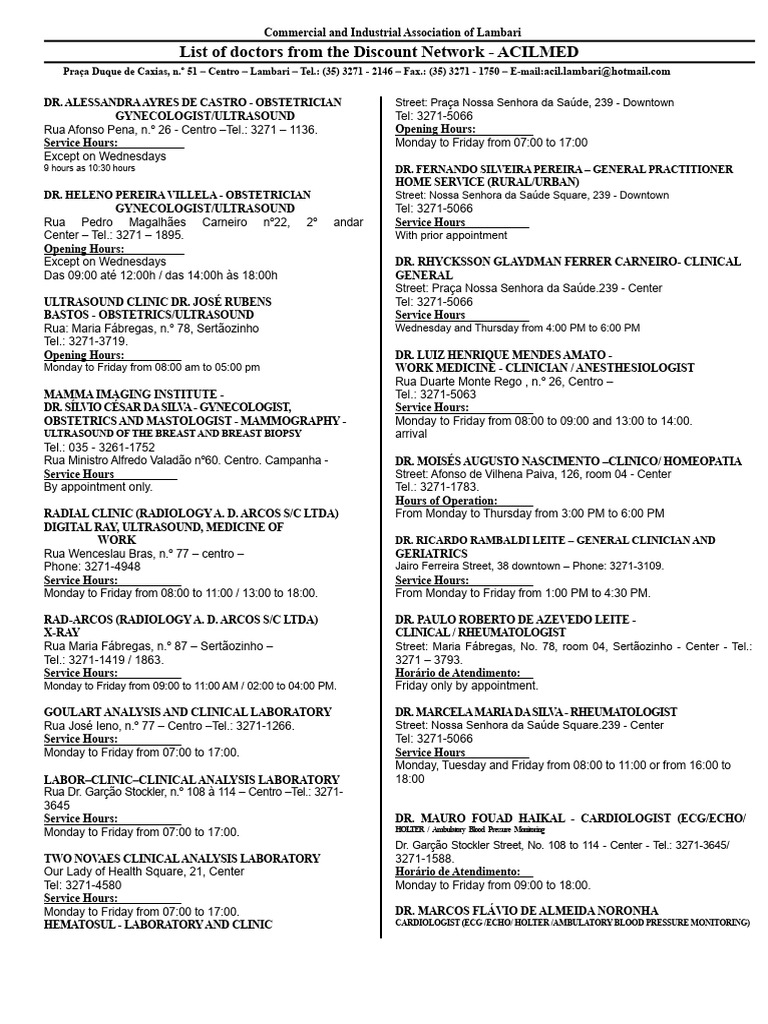 List of Doctors by Specialty | PDF | Health Care | Medical Specialties