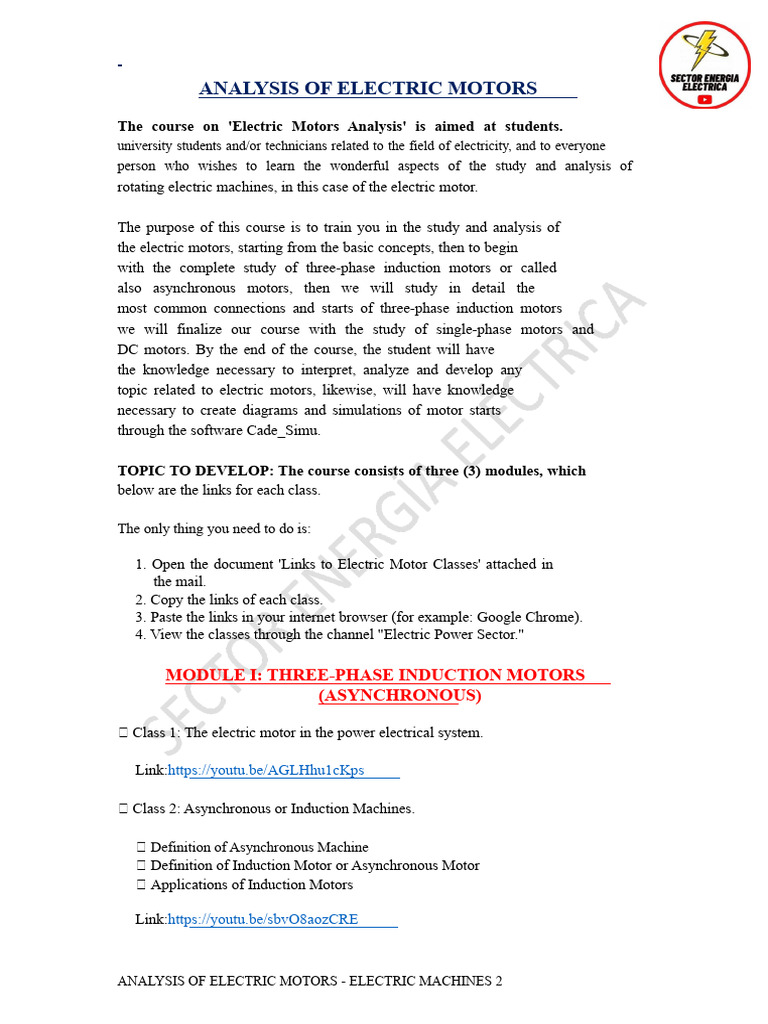 Links To Electric Motor Classes (3 Modules) | PDF | Electric Motor ...