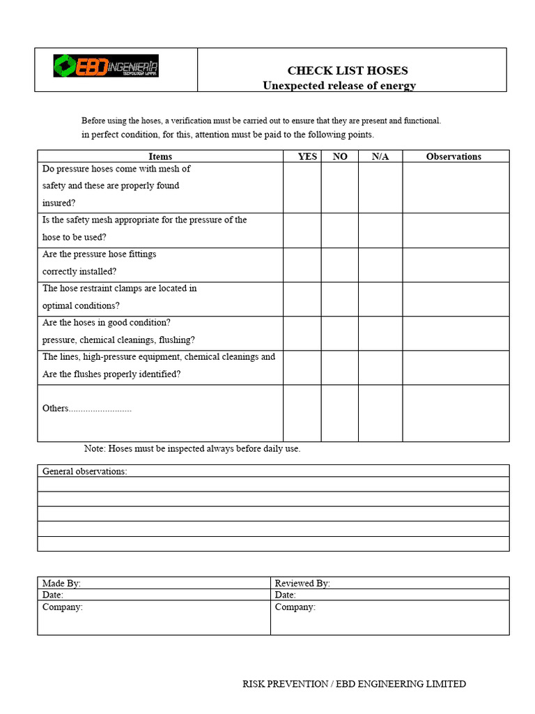 Check List Hoses | PDF