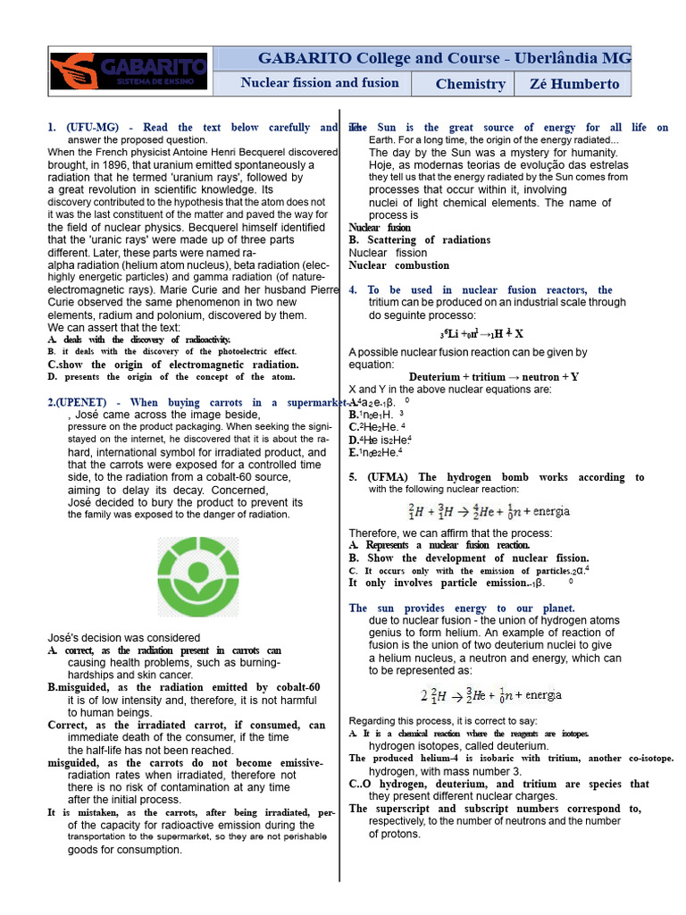 04 - EXERCISES - Nuclear Fission and Fusion | PDF | Nuclear Physics ...