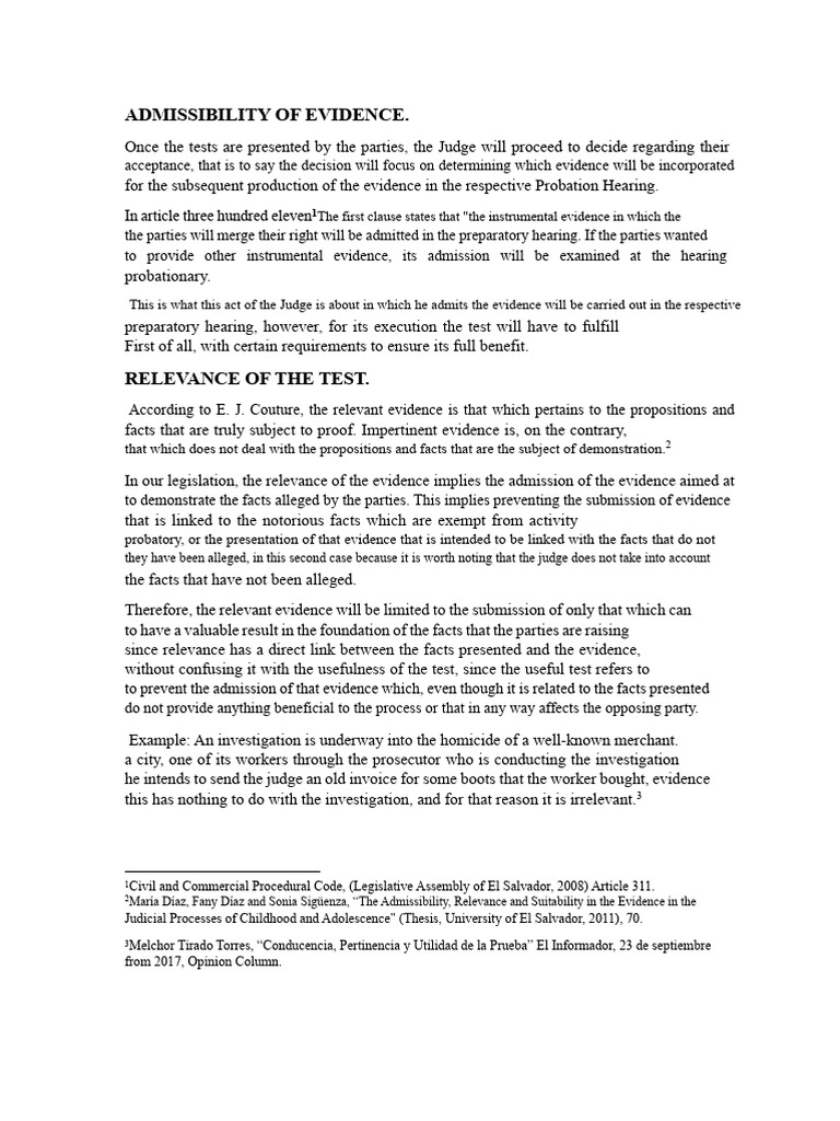 Admissibility of Evidence | PDF | Evidence (Law) | Evidence