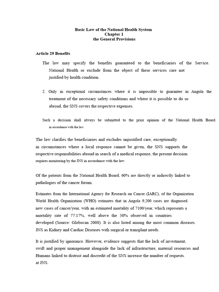 Basic Law of The National Health System - Article 29 and 33 | PDF ...