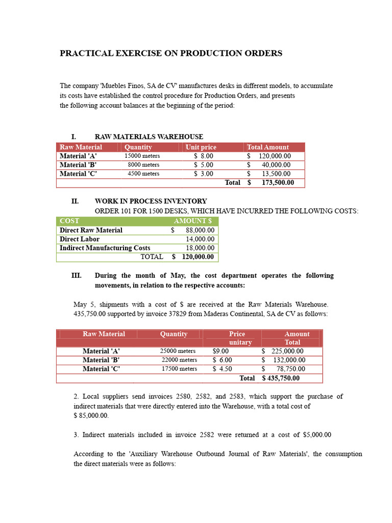 Production Order Costing Exercise Guide | PDF | Cost Of Goods Sold | Cost