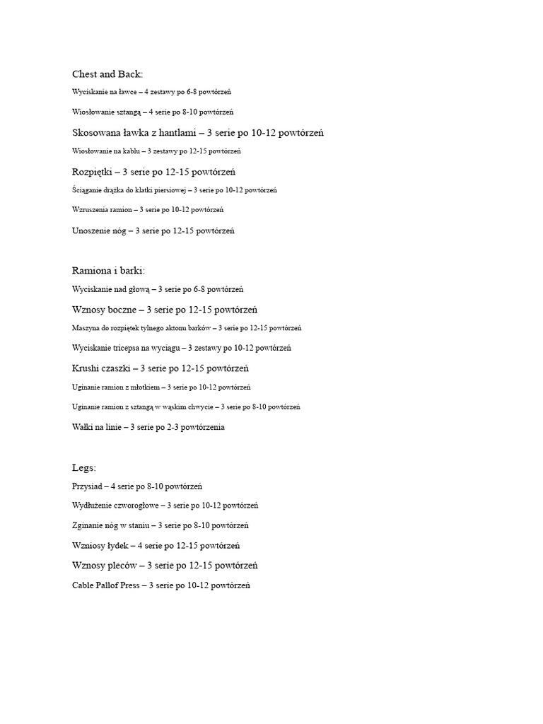 Regimen Treningowy Arnolda Split | PDF