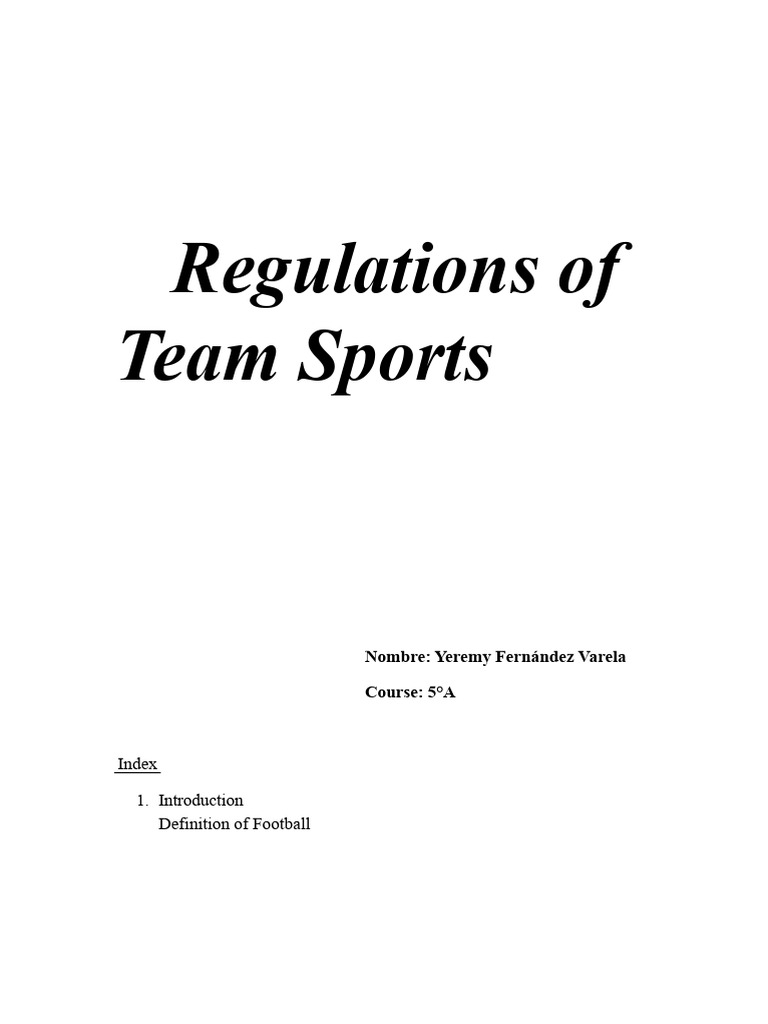 Team Sports: Football Regulations Guide | PDF | Association Football ...