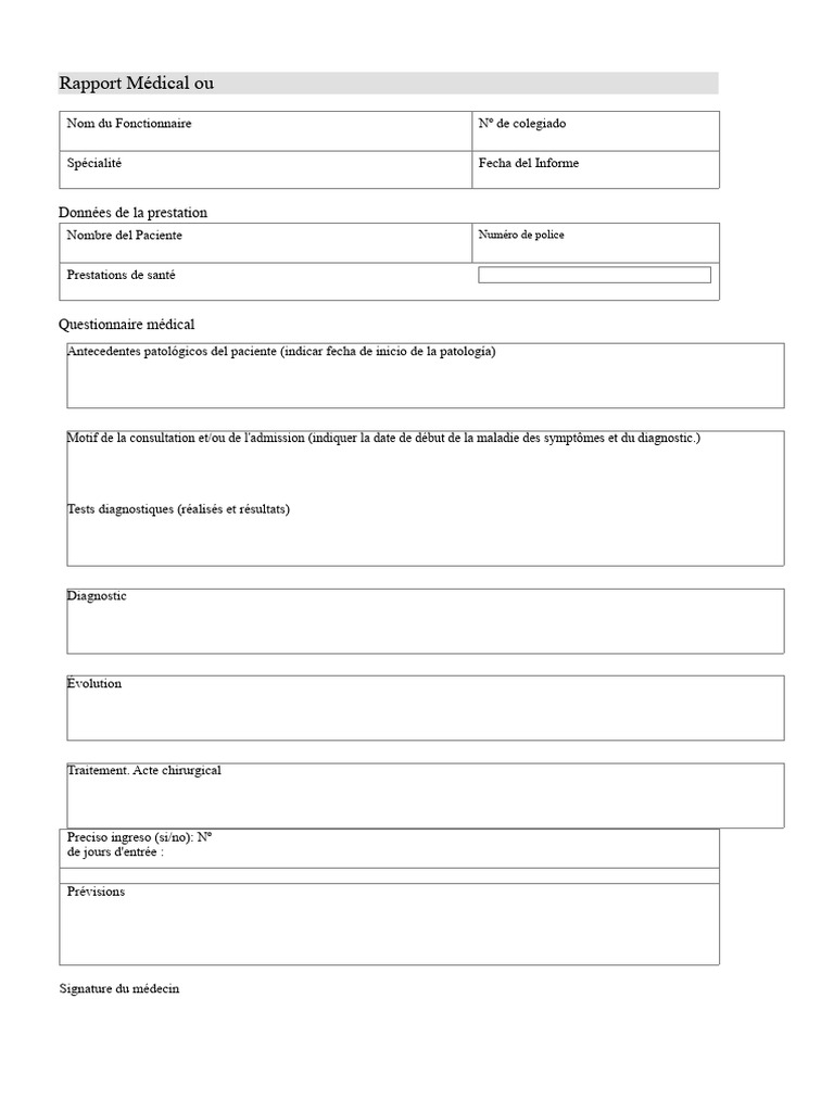 Rapport Médical Complet du Patient | PDF