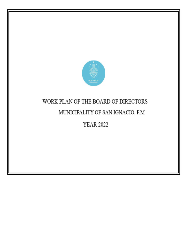 Work Plan of The Board of Directors For Socialization | PDF