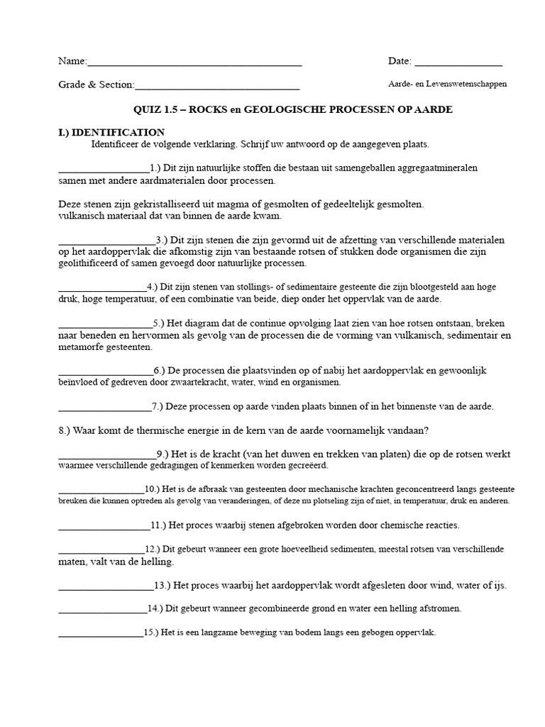 Quiz-Endogene en Exogene Processen | PDF