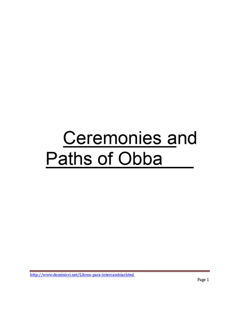 Ceremonies and Paths of Obba | PDF