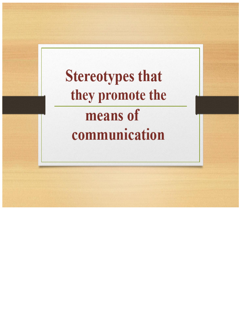 Stereotypes Promoted by The Media | PDF | Stereotypes | Violence