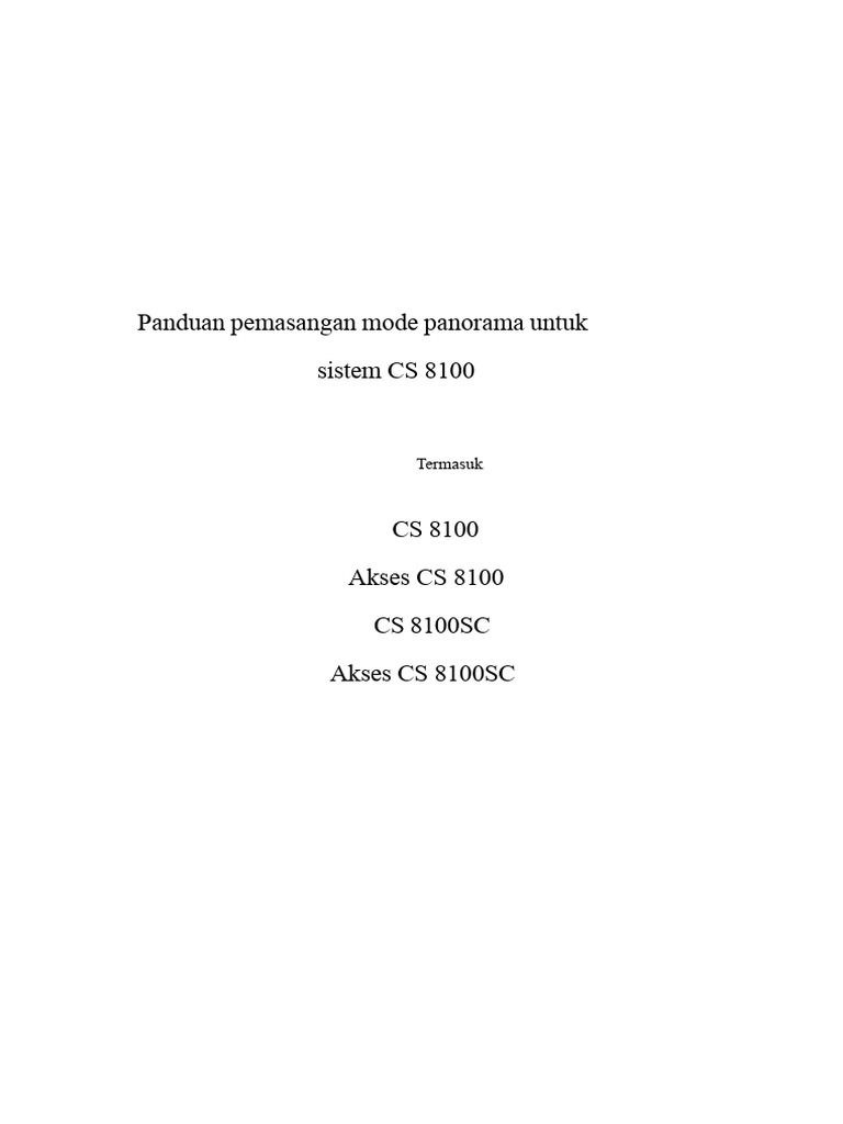 Panduan Instalasi CS 8100 Panorama | PDF