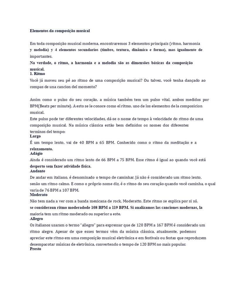 Elementos Da Composição Musical | PDF | Acorde (música) | Formas musicais
