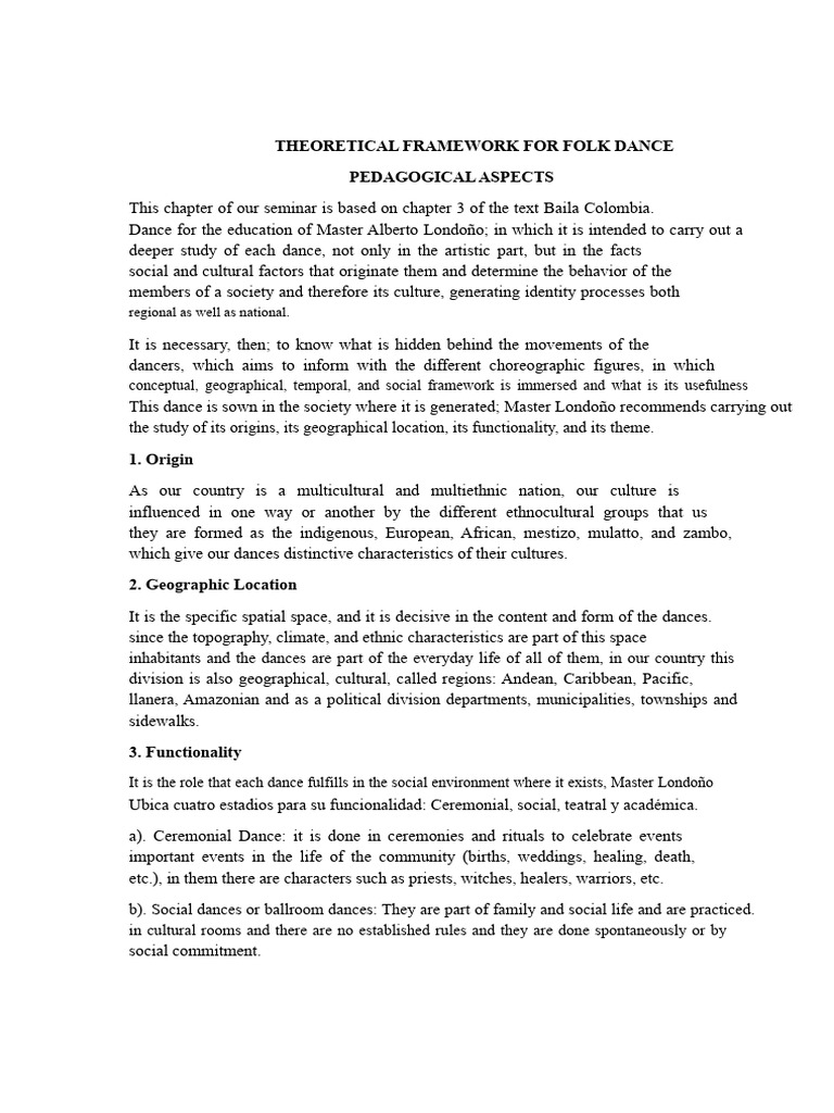 Theoretical Framework For Dance | PDF | Dances | Choreography