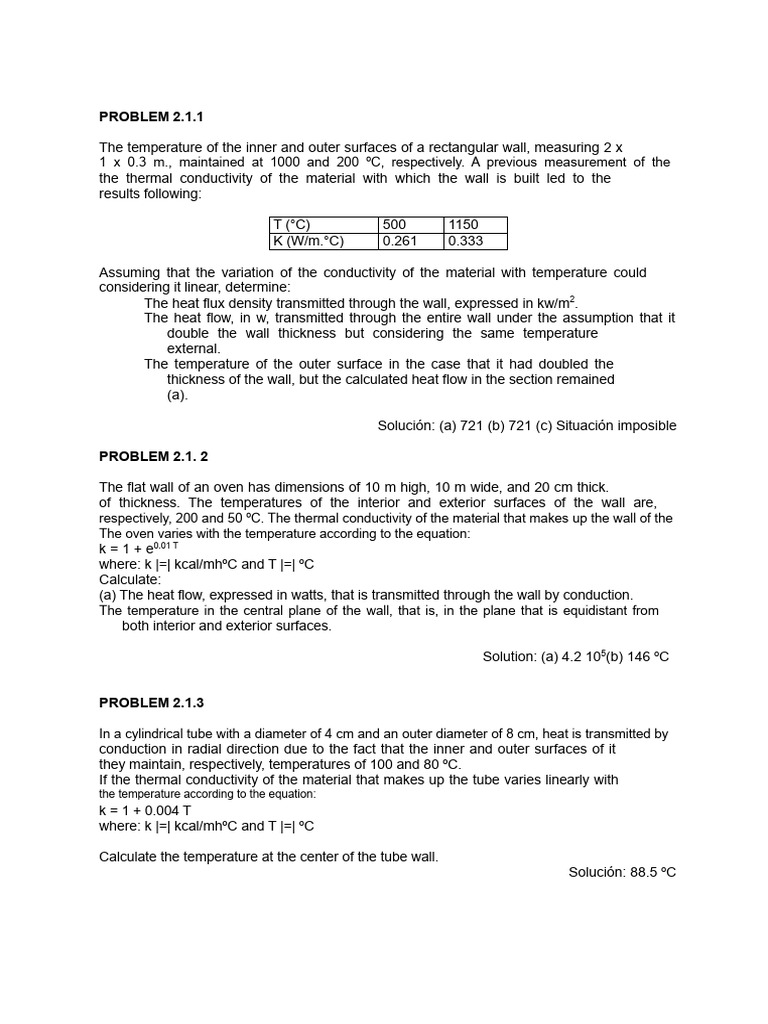 PROBLEMS Heat 10-11 | PDF | Heat Transfer | Thermal Conduction