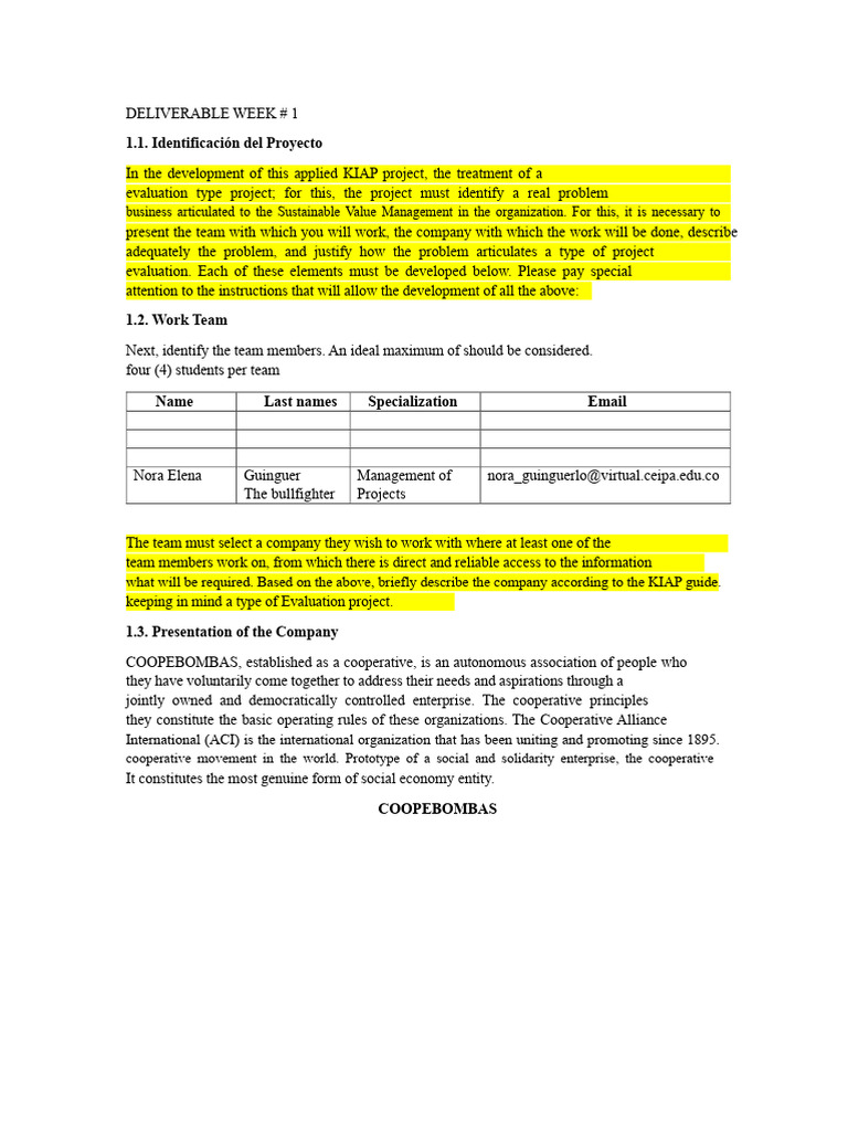 Applied Project KIAP Sustainable Value Management - COOPEBOMBAS. VF PDF ...