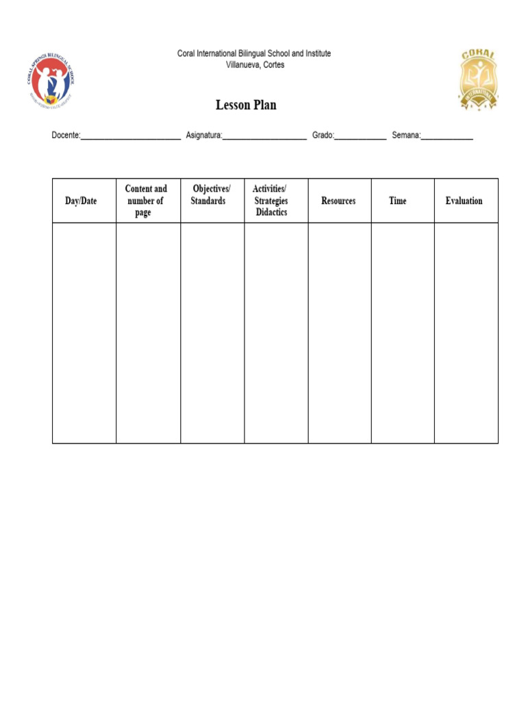 Weekly Lesson Plan Template | PDF