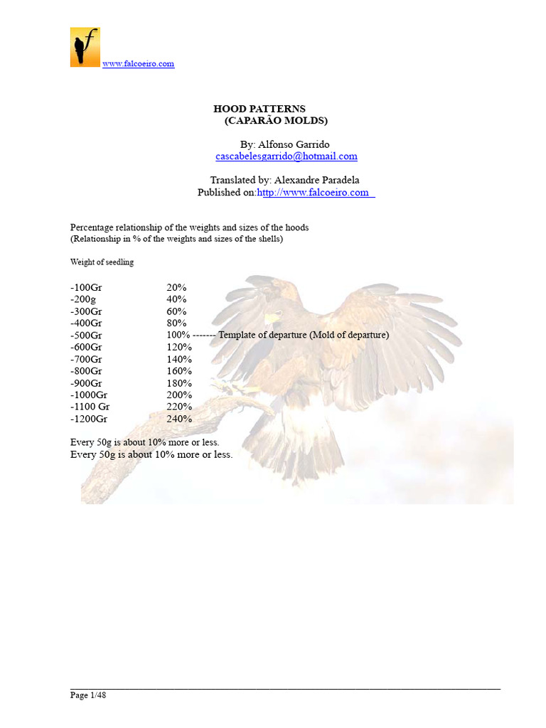 Hood Patterns for Raptors: Sizing Guide | PDF | Hawk | Zoology