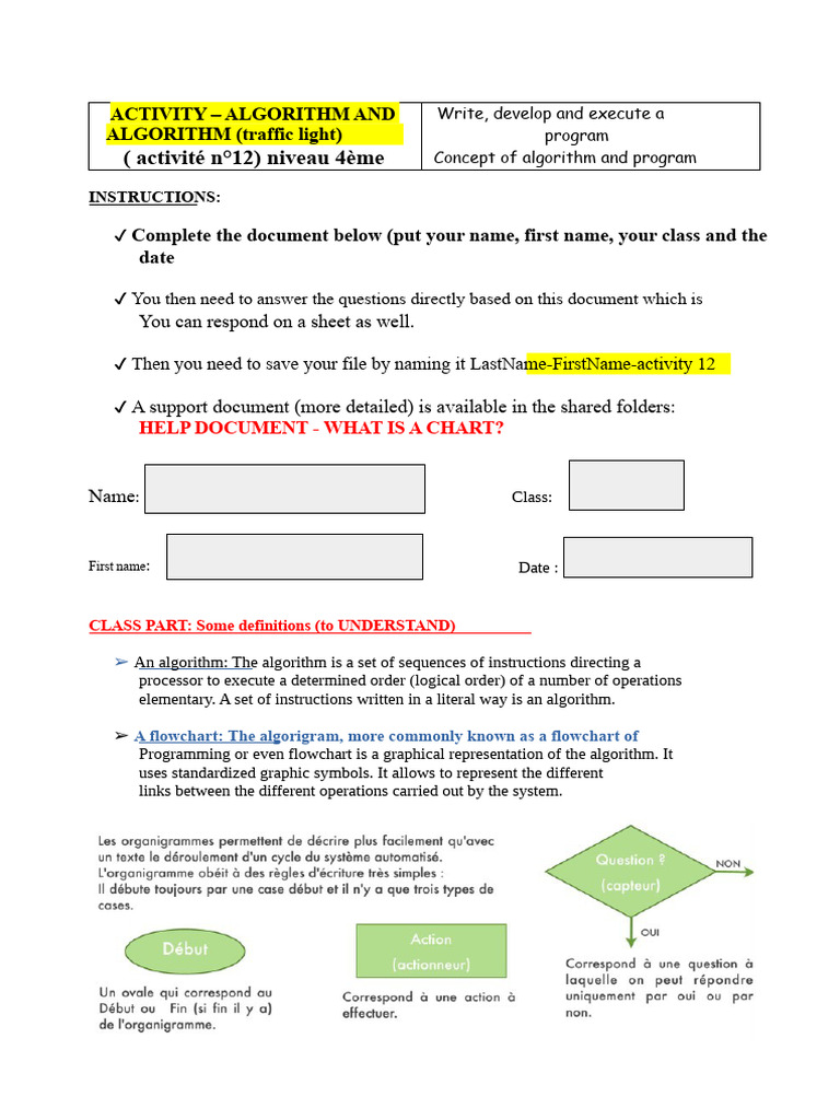 Activity 12 Algorithm and Flowchart Traffic Light | PDF | Traffic Light ...
