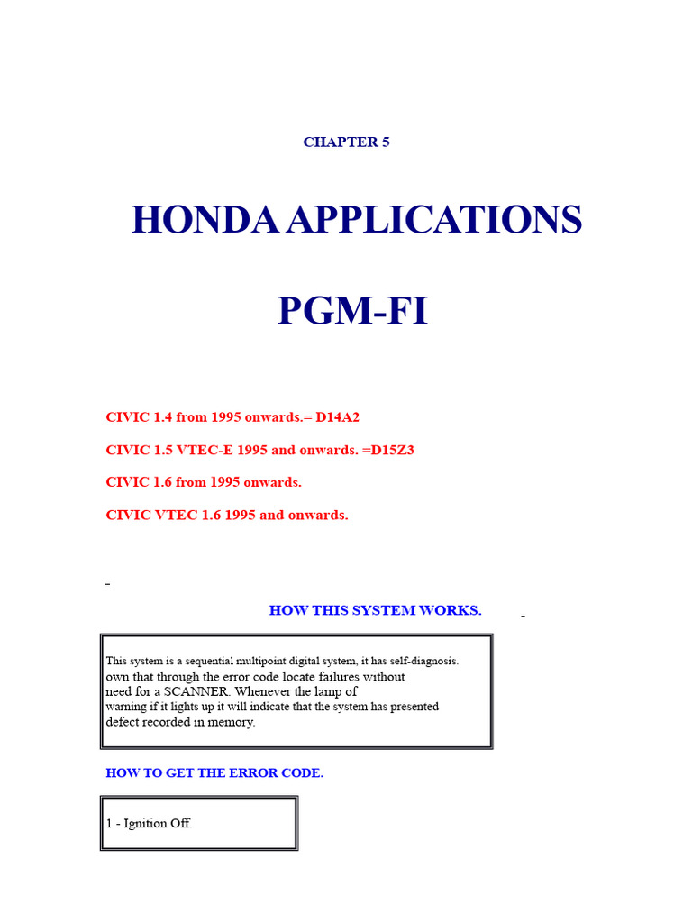 Honda Civic PGM-FI System Guide | PDF | Relay | Throttle