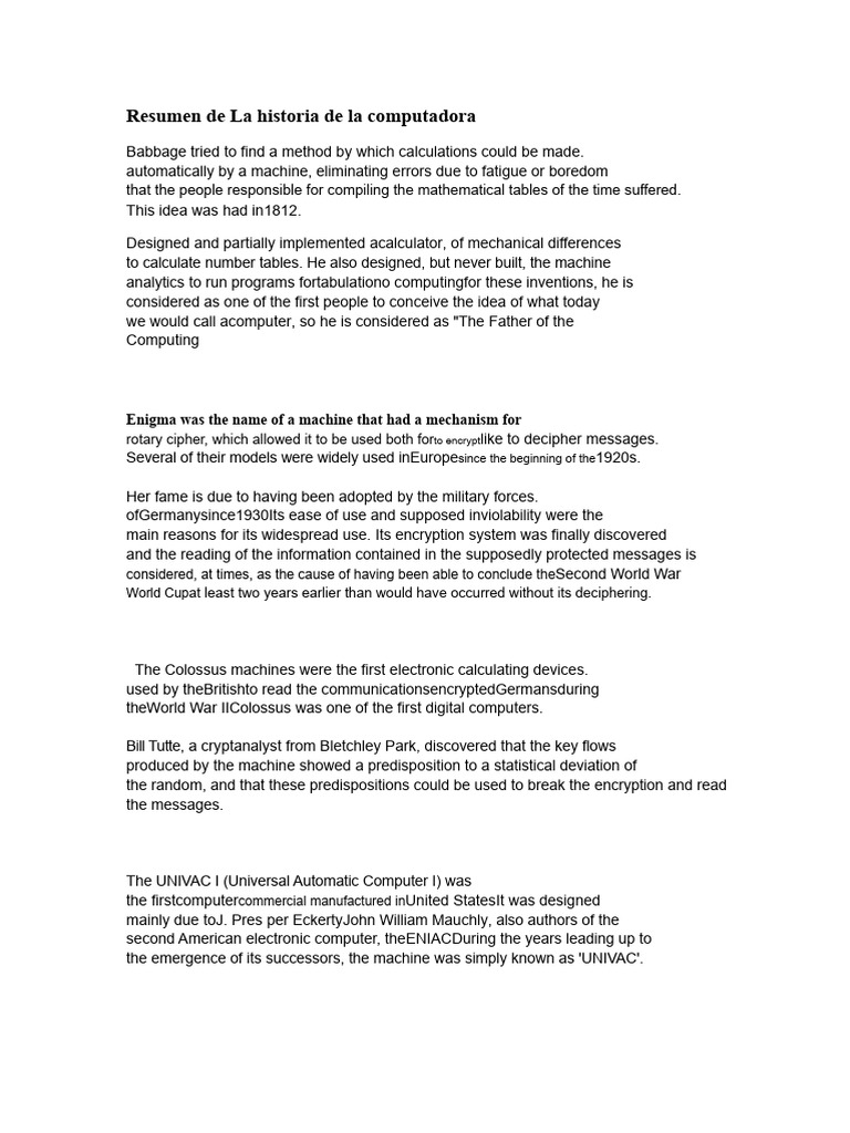 Summary of The History of The Computer | PDF | Electrical Engineering ...