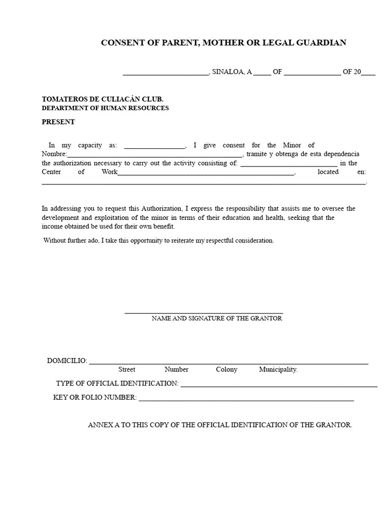 Consent Letter For Child Labor | PDF