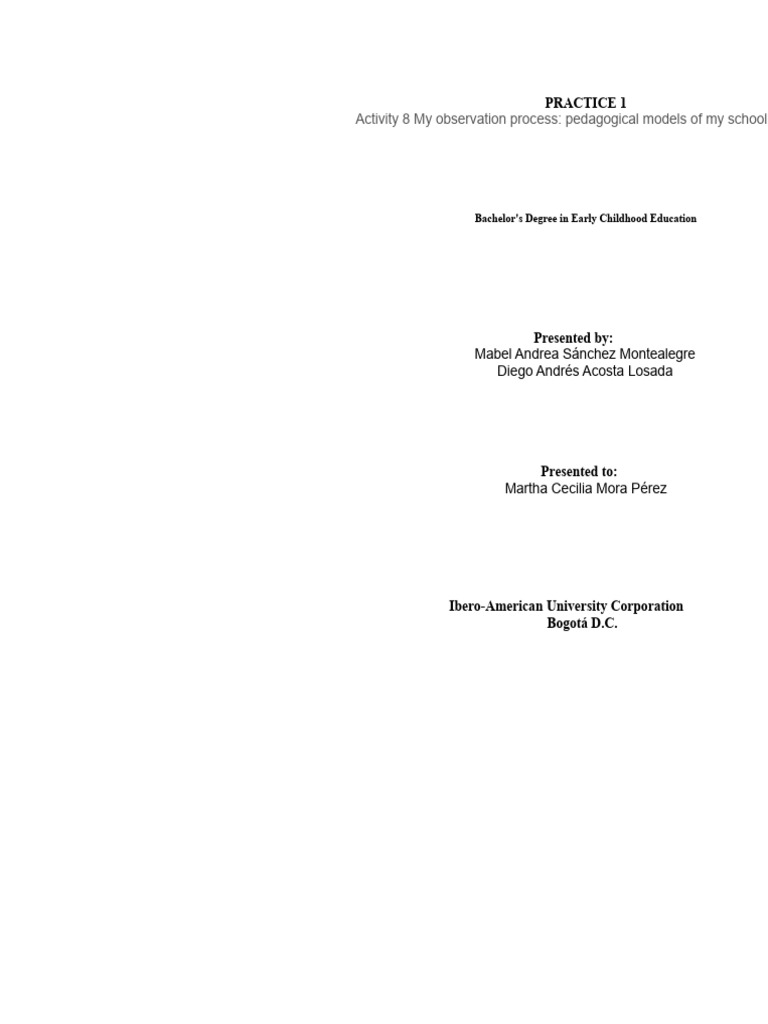 Early Childhood Education Observation Plan | PDF | Learning | Methodology