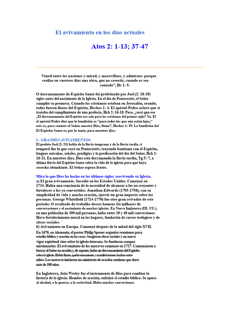 Avivamiento Espiritual Actual y su Historia | PDF | Renacimiento ...
