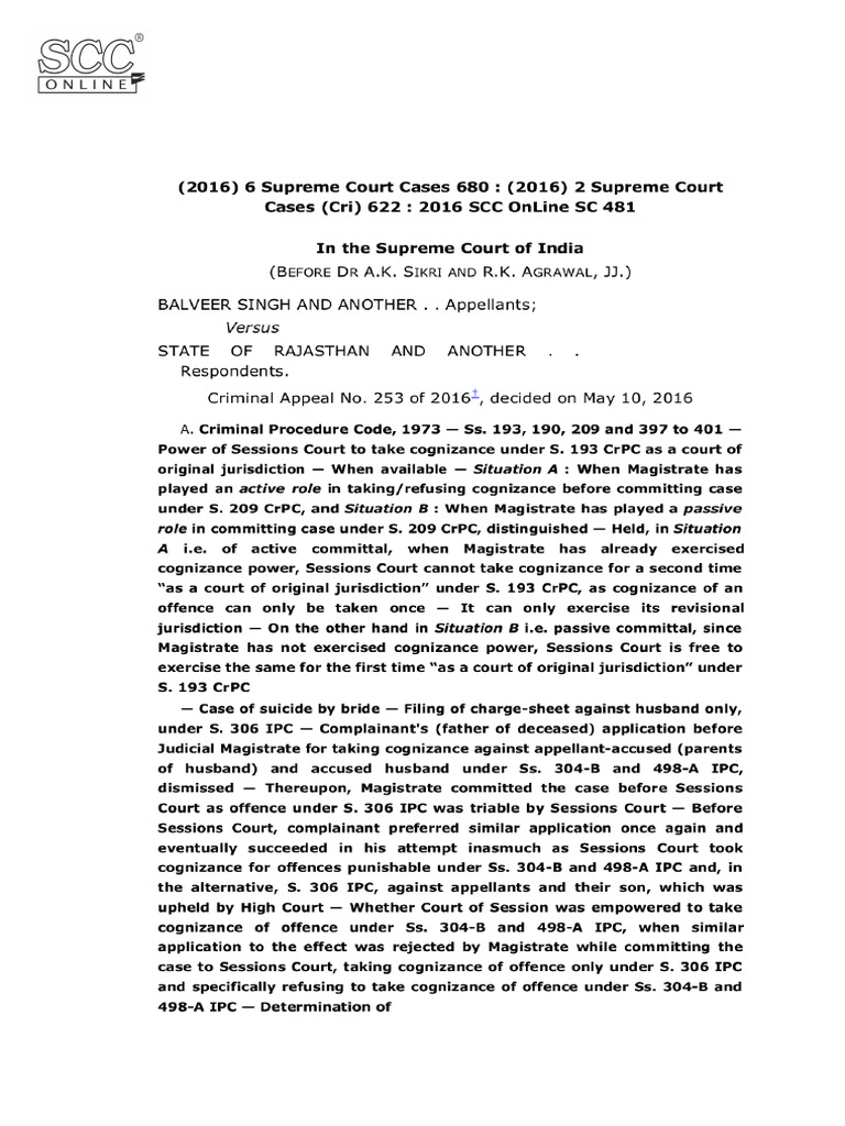 Balveer Singh v. State of Rajasthan 2 | PDF | Public Law | Governance