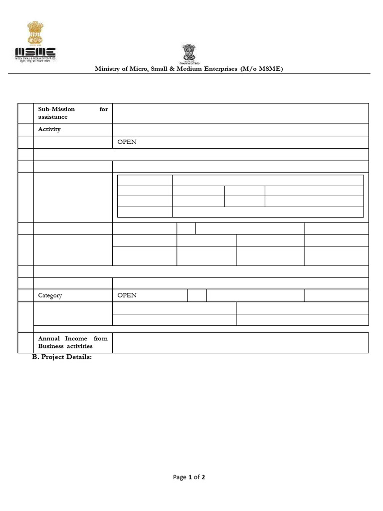 MSME Assistance Application Form | PDF