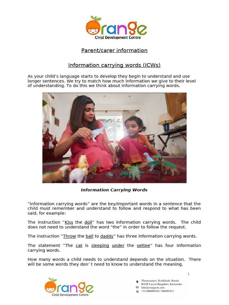 ICW Parent Info | PDF | Speech | Human Communication