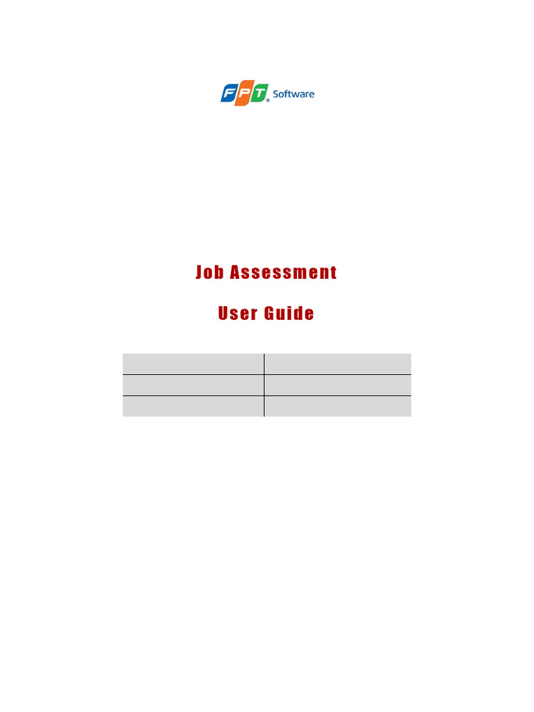 Job Assessment User Guide en | PDF