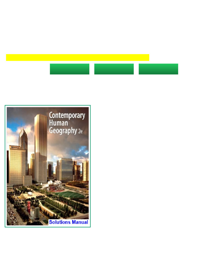 Contemporary Human Geography 2nd Edition Rubenstein Solutions Manual ...