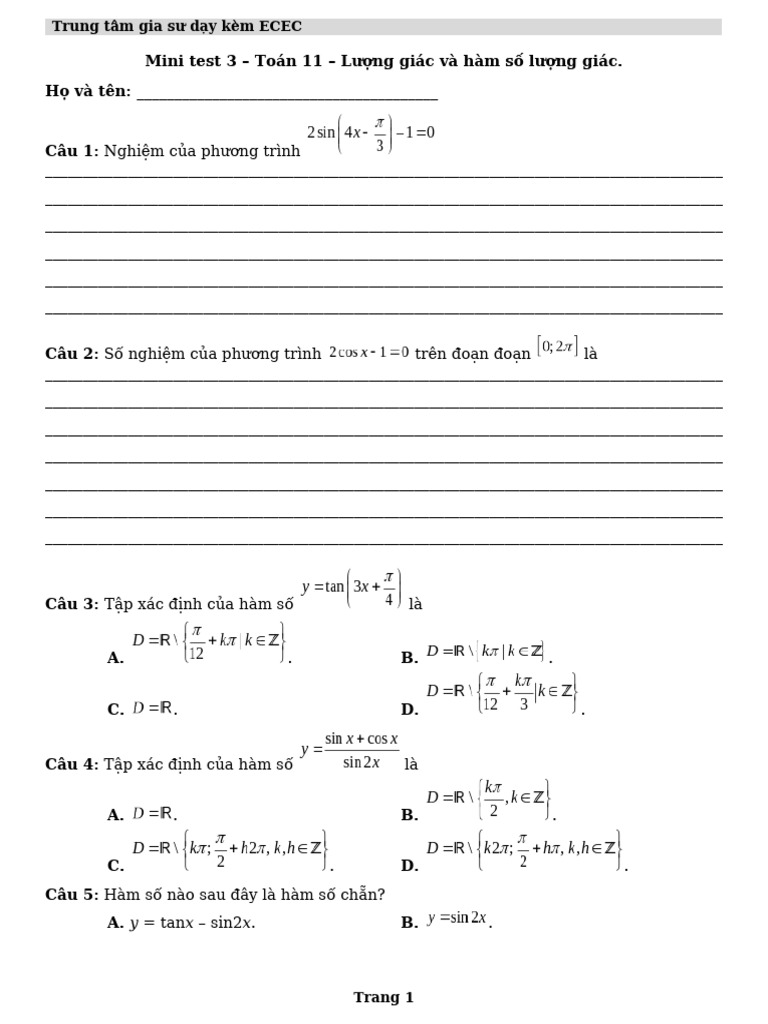 Mini Test 3 | PDF