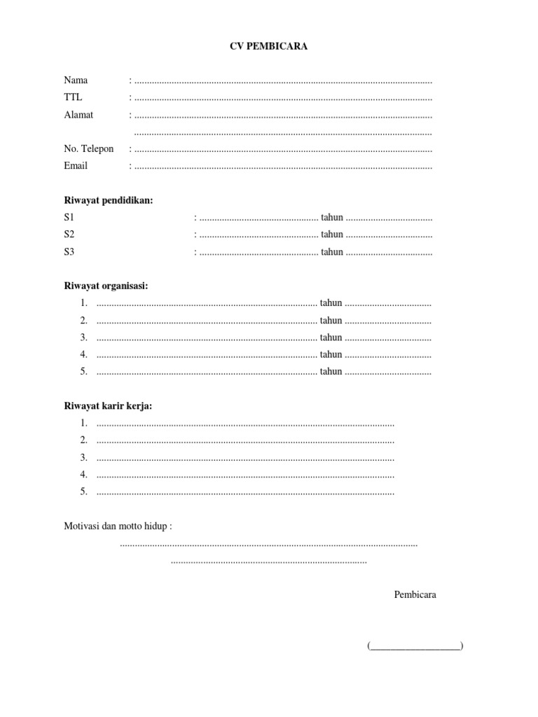 Contoh CV PEMBICARA | PDF